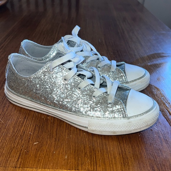 Converse | Shoes | Converse All Star Silver Glitter Sneakers | Poshmark